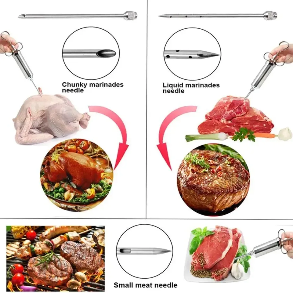 Stainless Steel Meat Injector Kit - BBQ & Cooking Tools