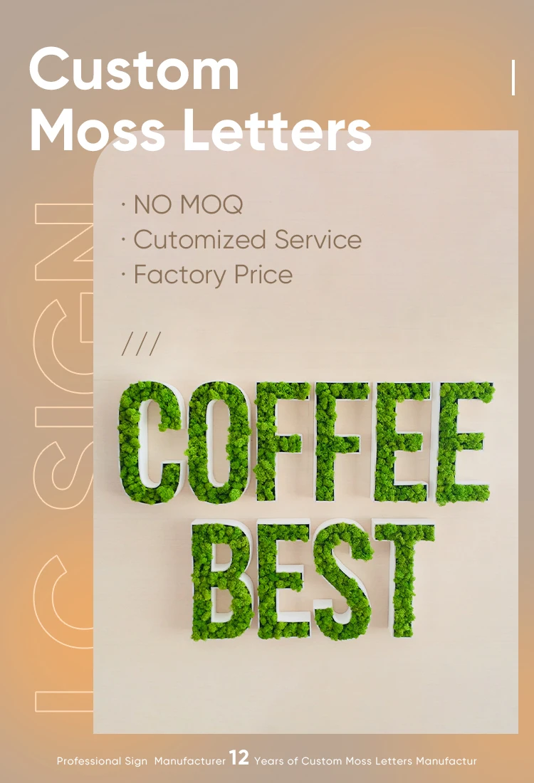 Green Walls Moss Letter - Customized Moss Sign for Business