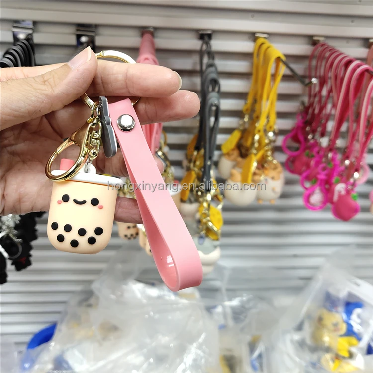Fashion Girl Cute Cartoon 3d Boba Milky Tea Design Keychain,Soft ...