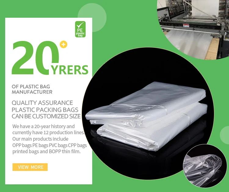 Transparent Plastic Packing Big PE Flat Top Open Clear Poly Bag Large ...