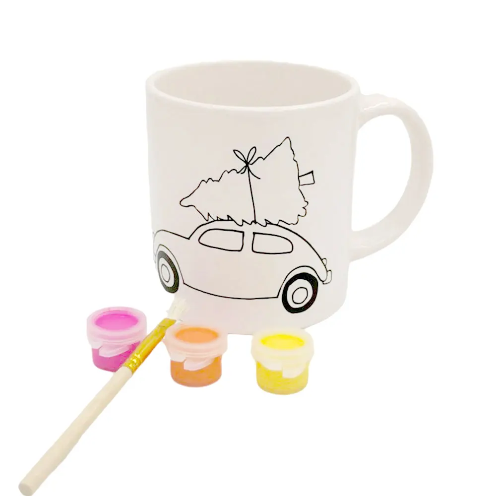 Paintable Ceramic DIY Coffee Mugs Kit Mug Painting Art and Crafts for ...
