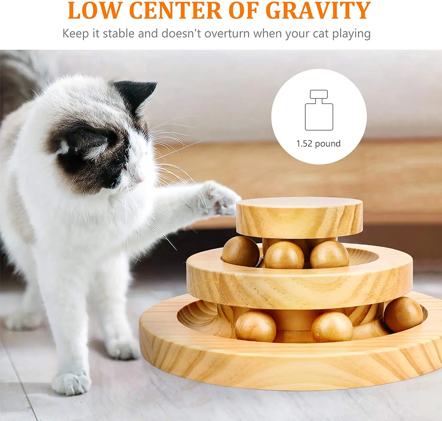 Double Layer Wooden Trackball Turntable Fun Roller Cat Toy - Perfect ...