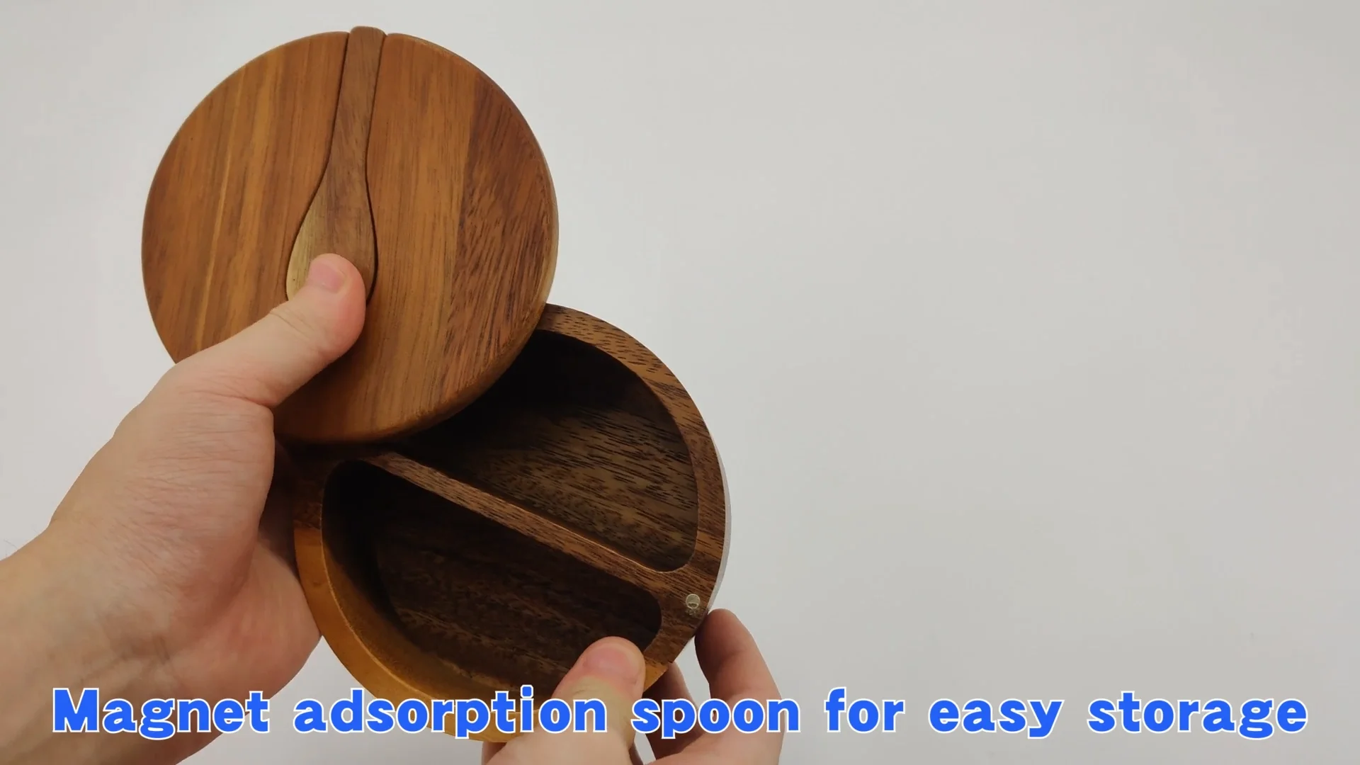 High Quality Acacia Wooden Salt Box Round Spices Storage Container ...