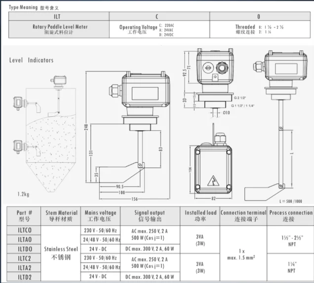 Nl30 Standard Level Indicator for Cement Silo - Reliable