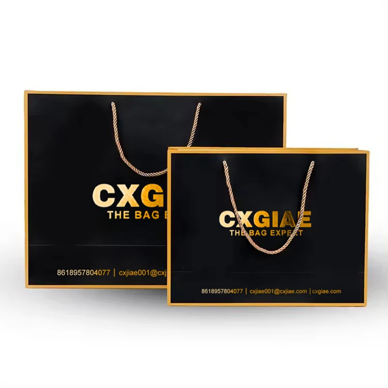 Luxury Cardboard Shopping Packaging Paper Bag With Hot Stamp Logo ...