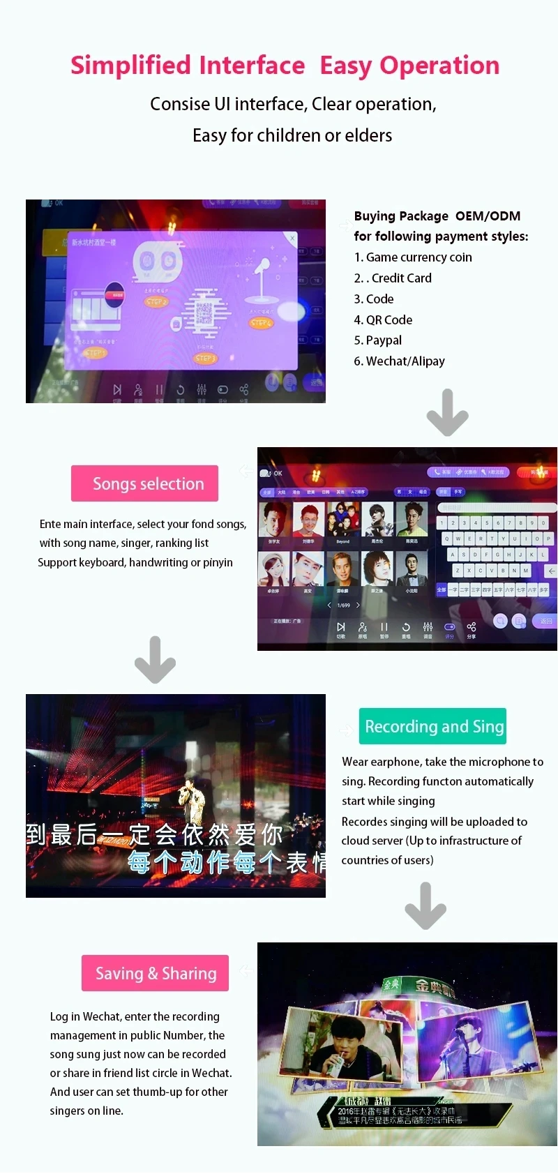 Coin Operated Electronic Jukebox Karaoke Singing Room