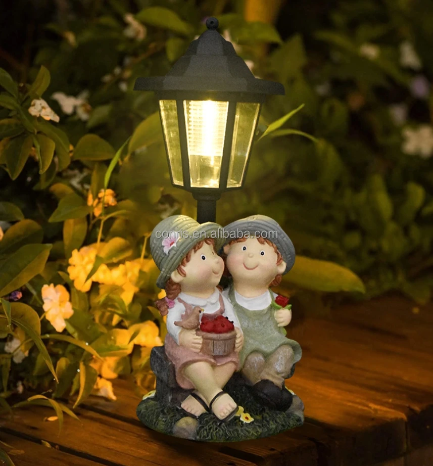 Solar Lights Outdoor Resin Cute Angels Statues Decor for the Garden ...