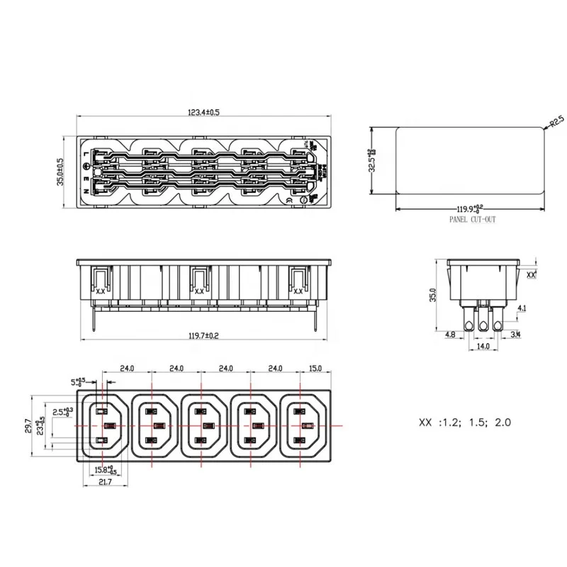 IEC 60320 C13 Snap-in Universal Wall Socket for UPS PDU Multiple Power ...