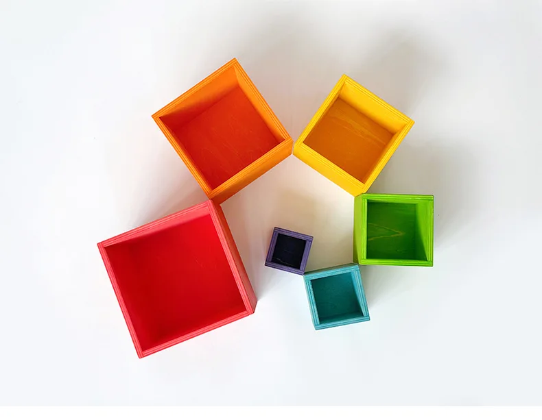 Wholesale Customized Wooden Rainbow Nesting Cubes Storage Stacking ...