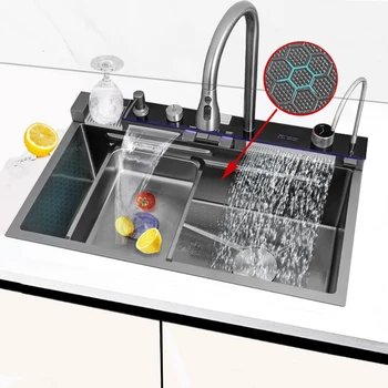 Sus304 Single Bowl Sink Integrated Screen Structure,Feiyu Waterfall ...