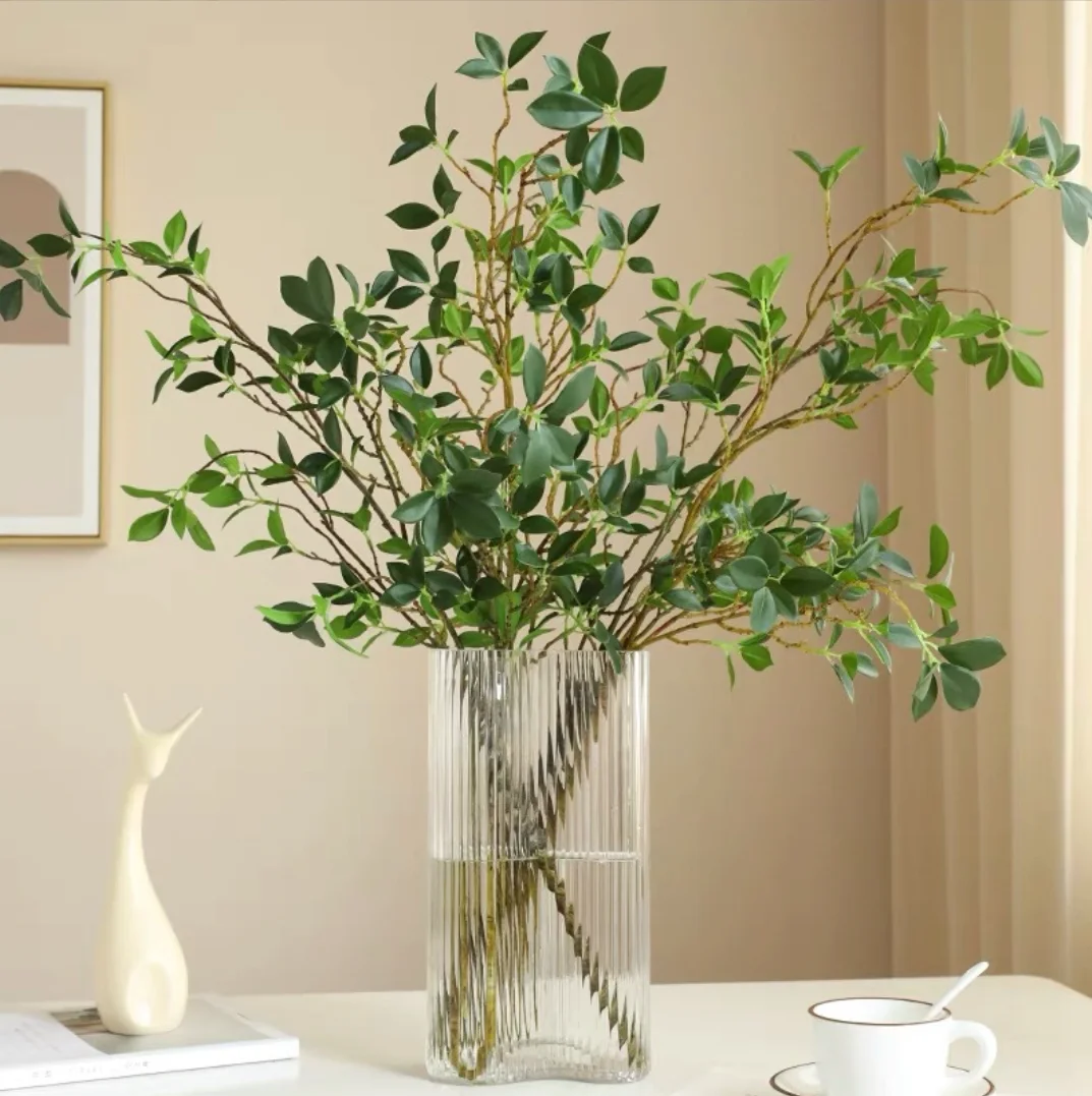Artificial Real Touch Ficus Leaf Stem Branch Leaves for Decor