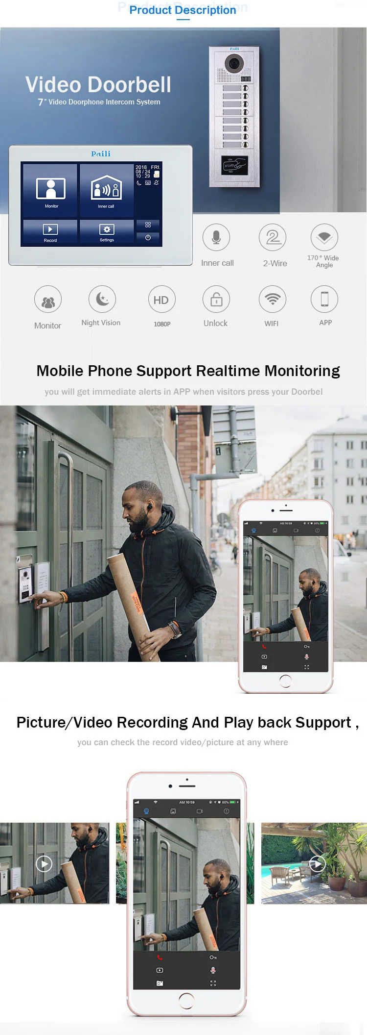 Wholesale Multi Apartments 7 Inch Video Intercom System 8 Units ...