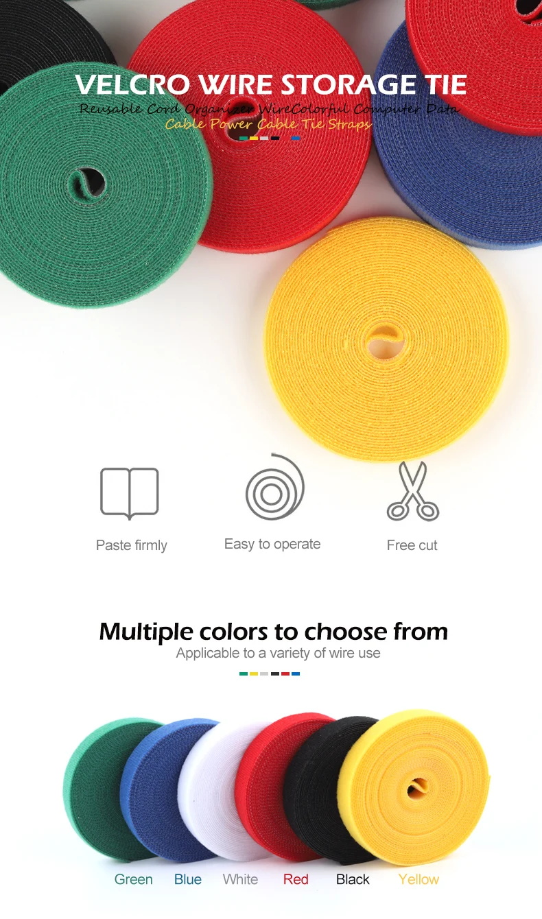 Custom Double Side Hook & Loop Nylon Back to Back Fixable Cable Ties ...