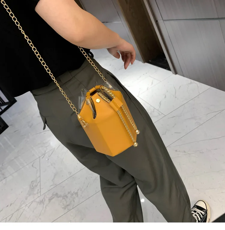 Wholesale Bucket Bag Cute Candy Splice Pu Chain Purse Drawstring ...