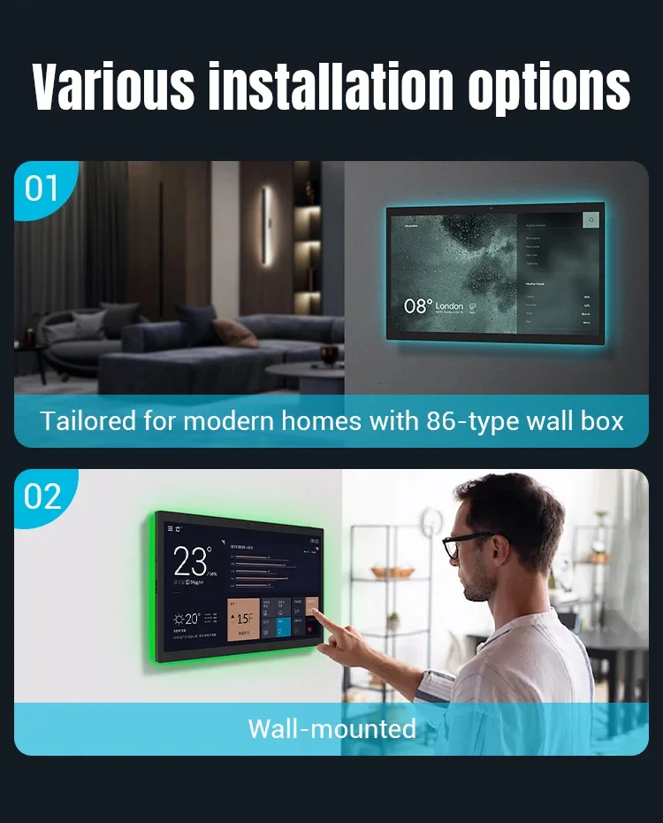 Smart Home Automation Control Zigbee Matter Android 13 Wall Mounted 10 ...