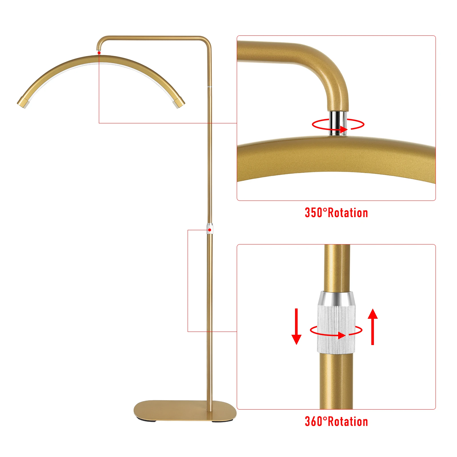 Fosoto 28inch Arch Beauty Light Glitter Half Moon Lamp Lashes Floor ...