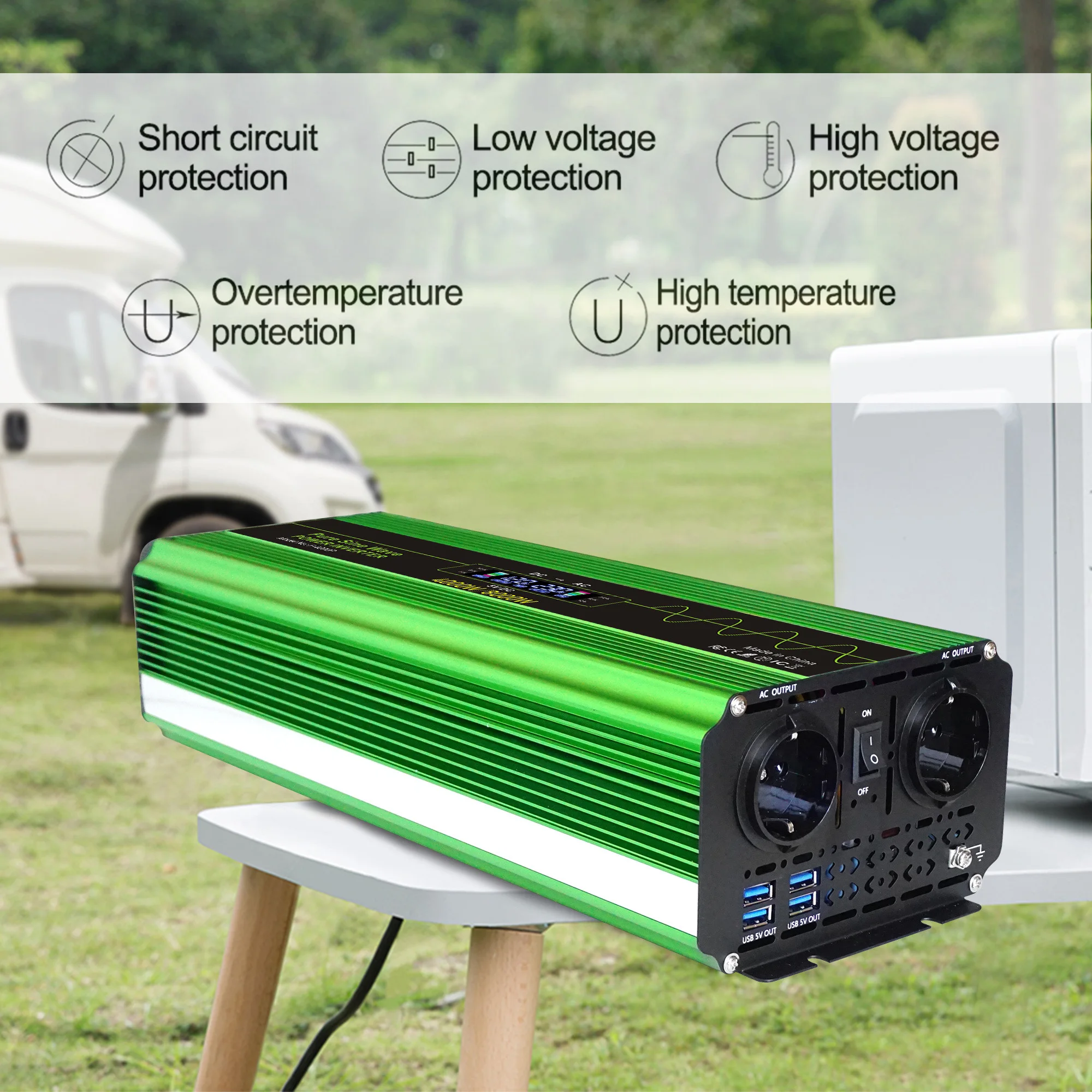 ROHS CE Home Appliance 12V DC to AC 220V 230V Pure Sine Wave 4000W ...