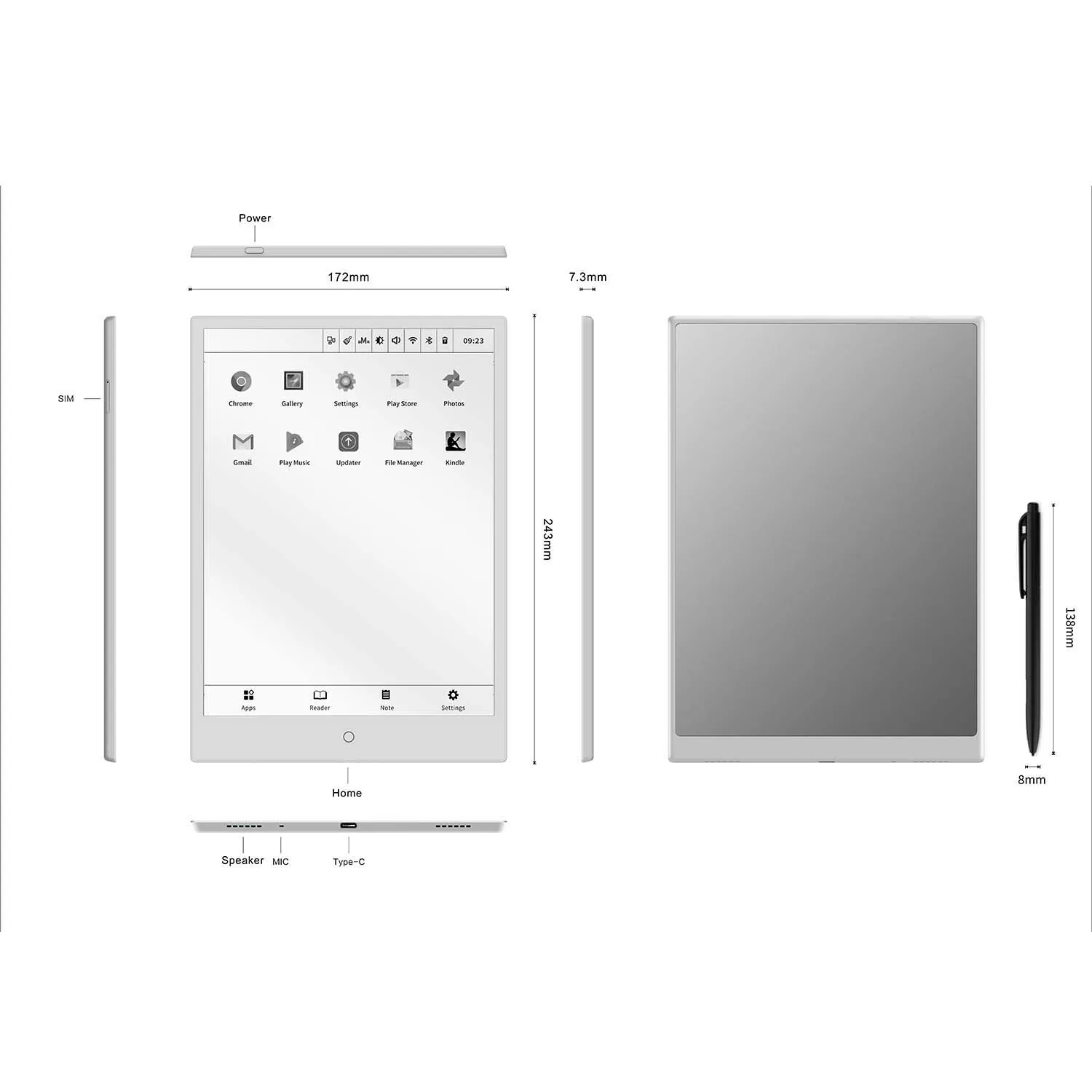 10.3" inch MTK8768 Eight Core CPU E-Ink ePaper Tablet e Reader Note ...