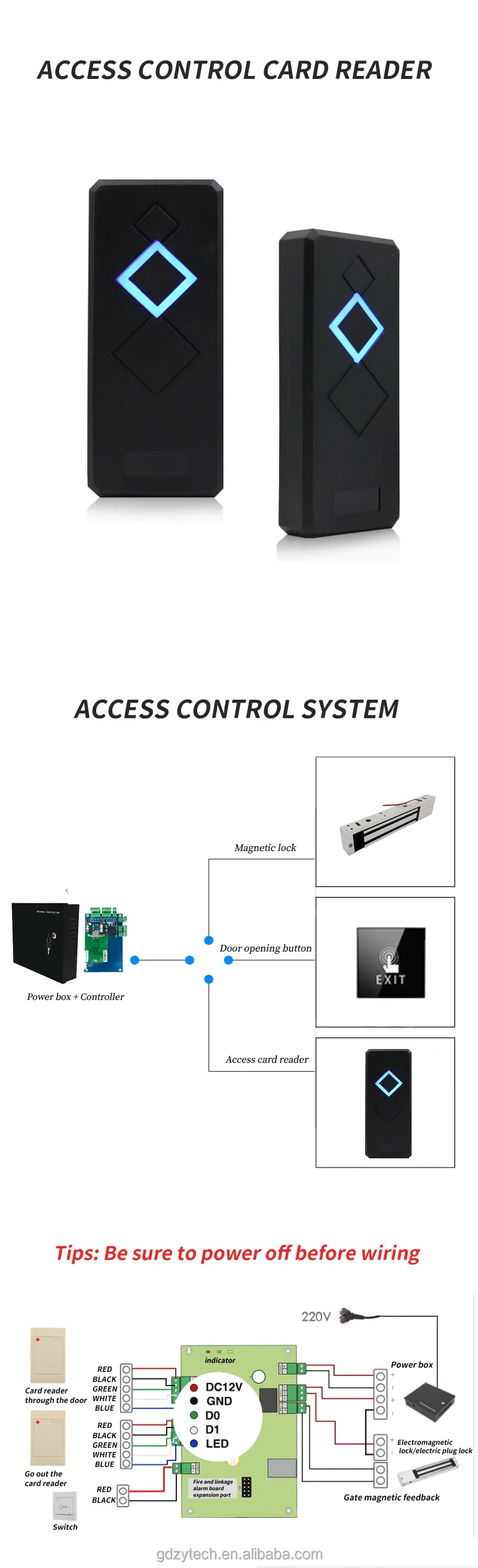 IP68 Waterproof Door Card Reader - Mini RFID Wiegand 26 34