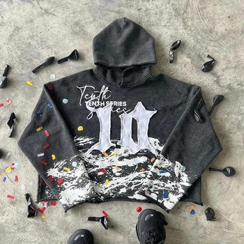 Custom Manufacturer 3d Embroidery Distressed Patch Hoodies Print Cut ...