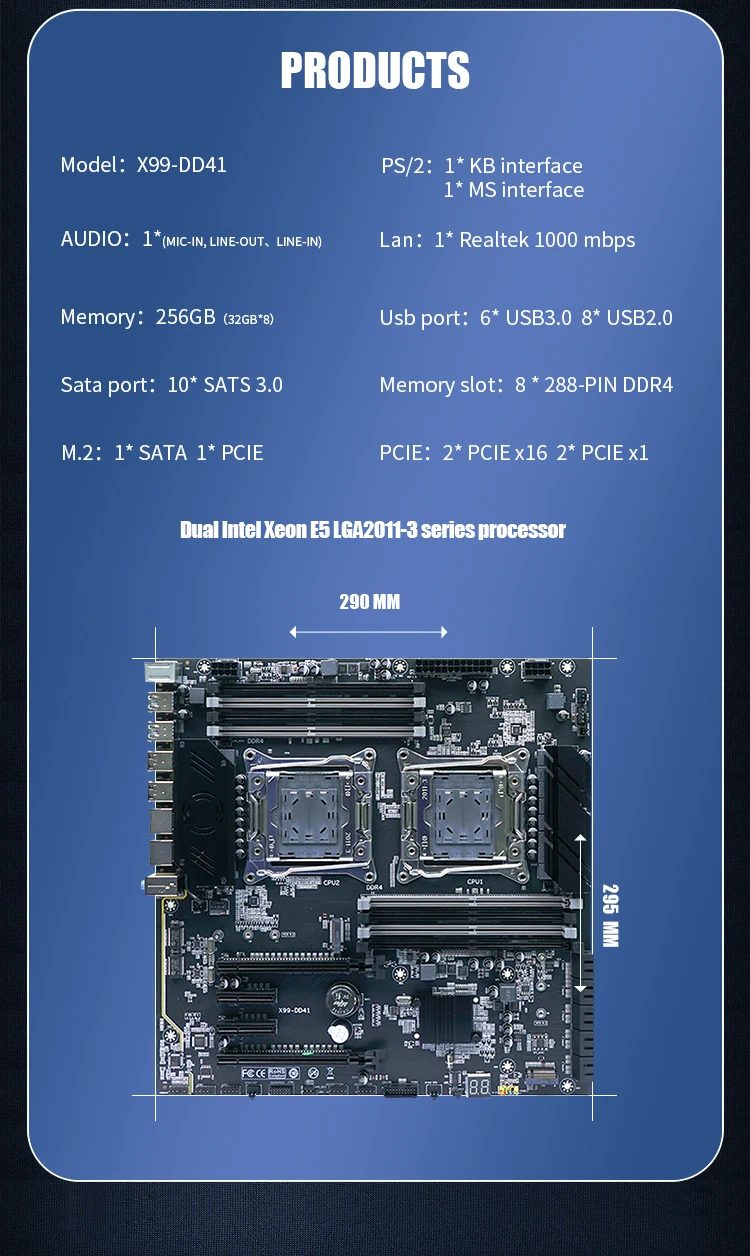 High Performance X99 Dual CPU Motherboard for Servers