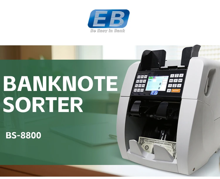 BS-8800 Portable LCD Bill Counter Sorter Machine - Fake Money Detector