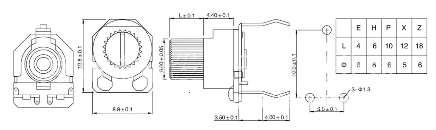10k Preset Pinout - Vertical Horizontal Ceramic Potentiometer