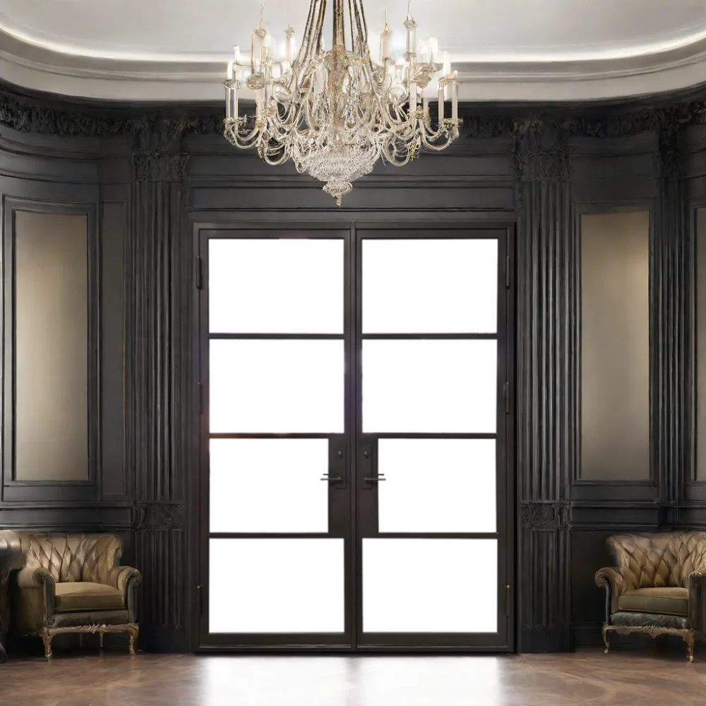 Modern Luxury Wrought Iron French Door With High-end Style Hot Selling ...