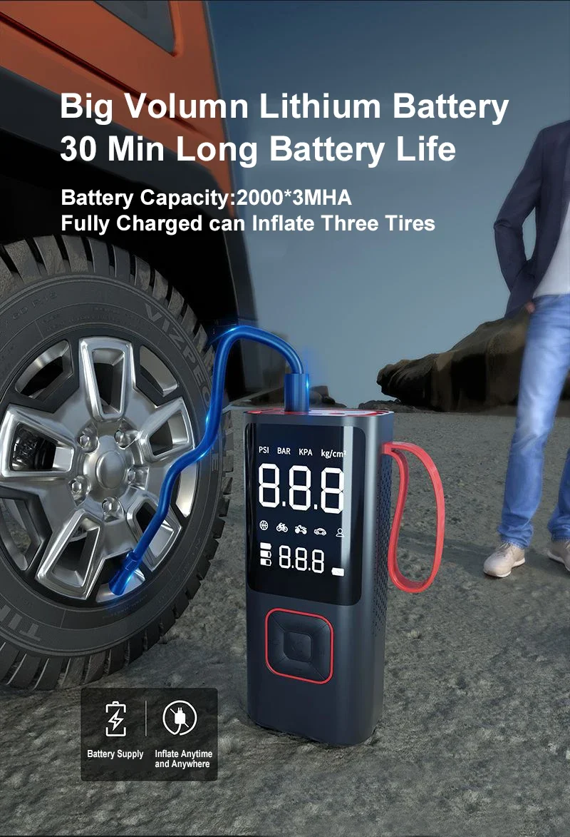 Wireless Portable Electric Air Compressors Double Cylinder 6000mah 12v ...