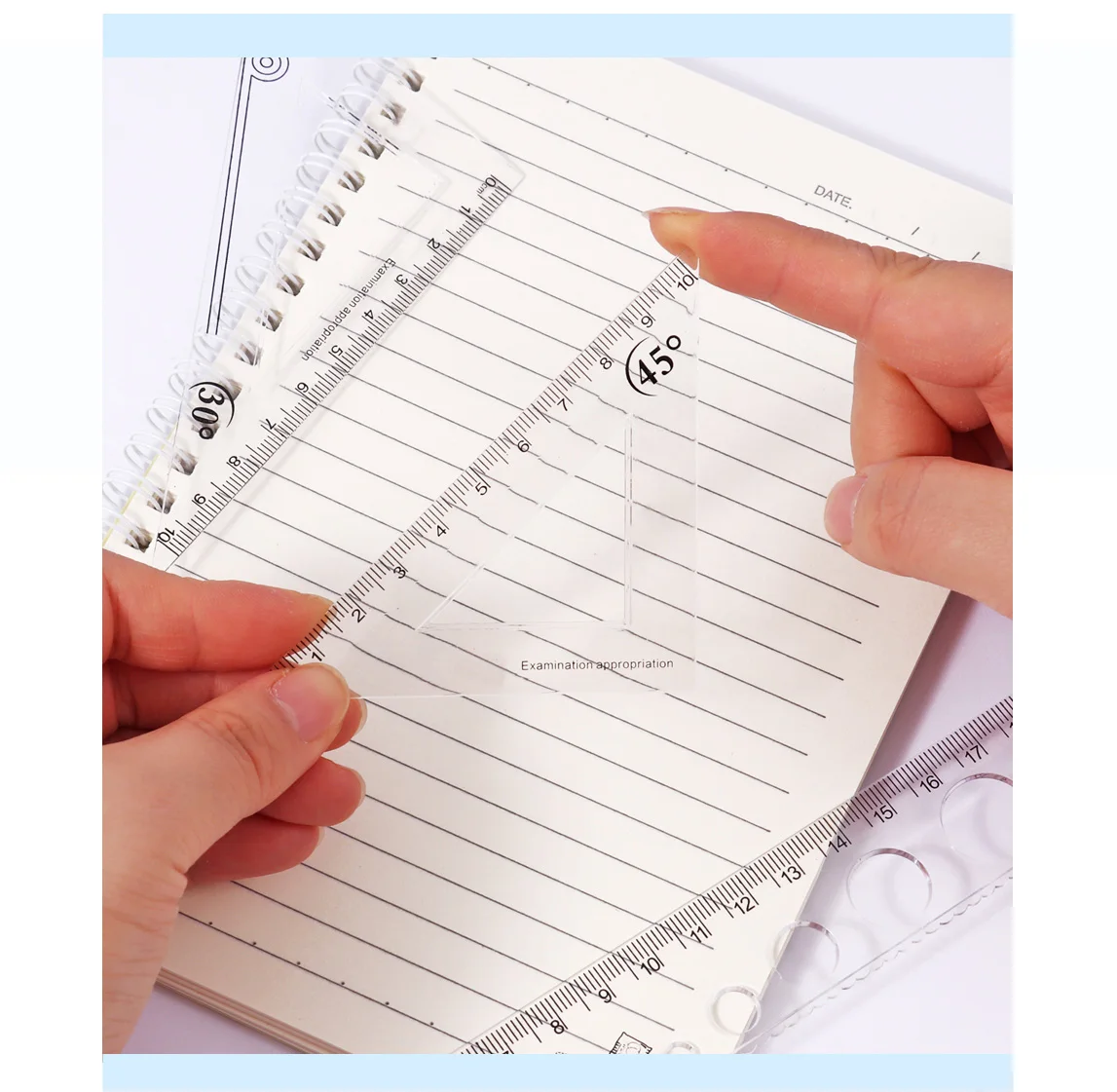 Foska 20cm ABS Translucent Plastic Scale Ruler Set