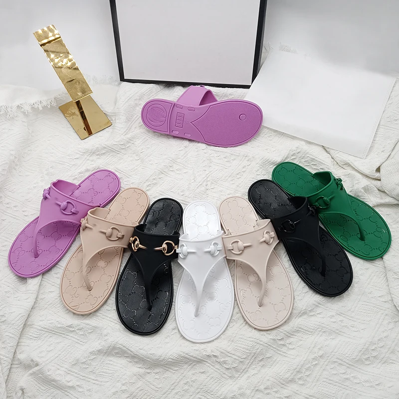 2025 Latest Fashion Jelly Flip Flop Beach Slippers for Women Anti-Slip ...