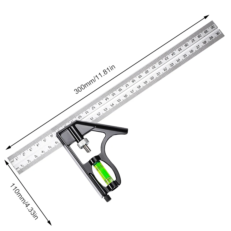 Movable Corner Ruler 45 Degree Carpenter's Square 300mm Portable Multi ...