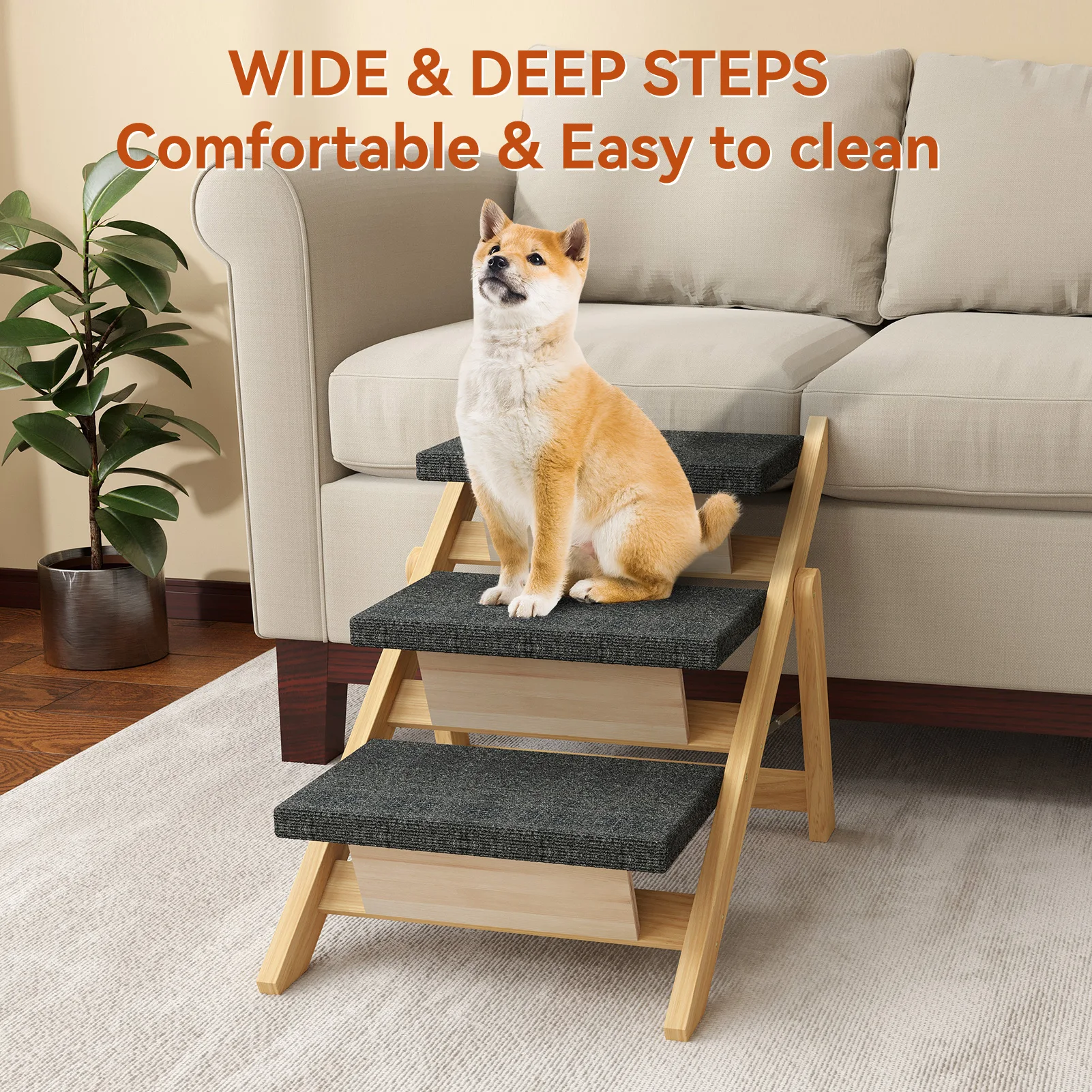 Zmaker Foldable Pet Ramp - Portable Dog Stairs up to 110 Pounds