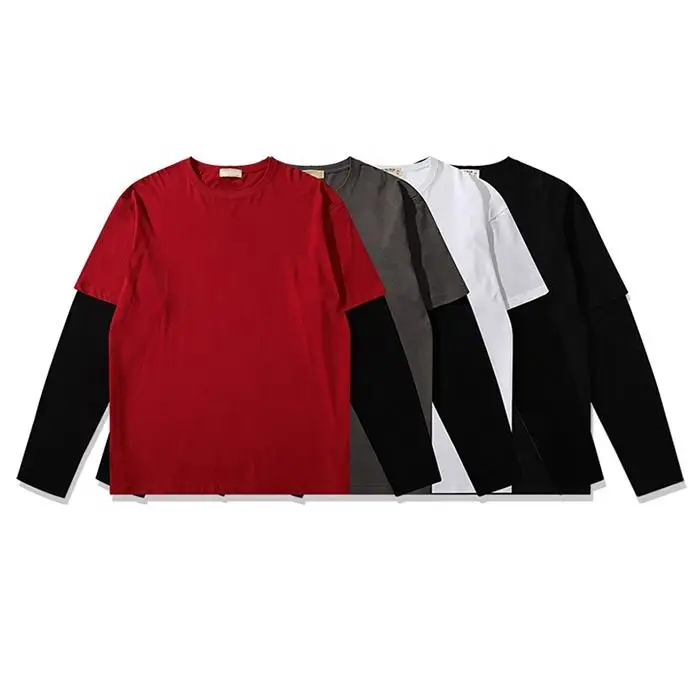 High Quality Unisex Long Sleeve T Shirt Custom Double Layer Black White ...