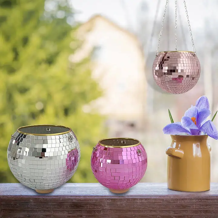 Wholesale Disco Hanging Plant Pot Balcony Disco Ball Planter Flower Pot ...