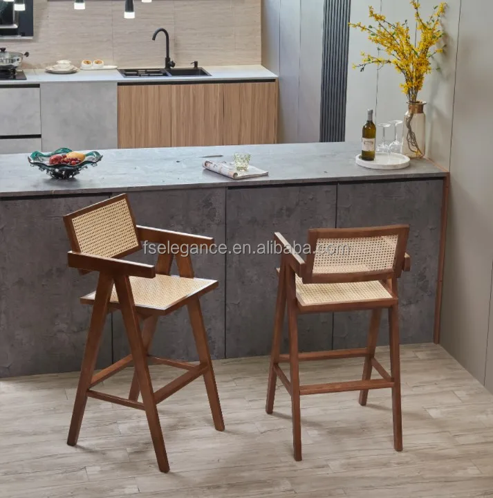 Luxury Wood Bar Stool High Stools Bar Chairs for Kitchen