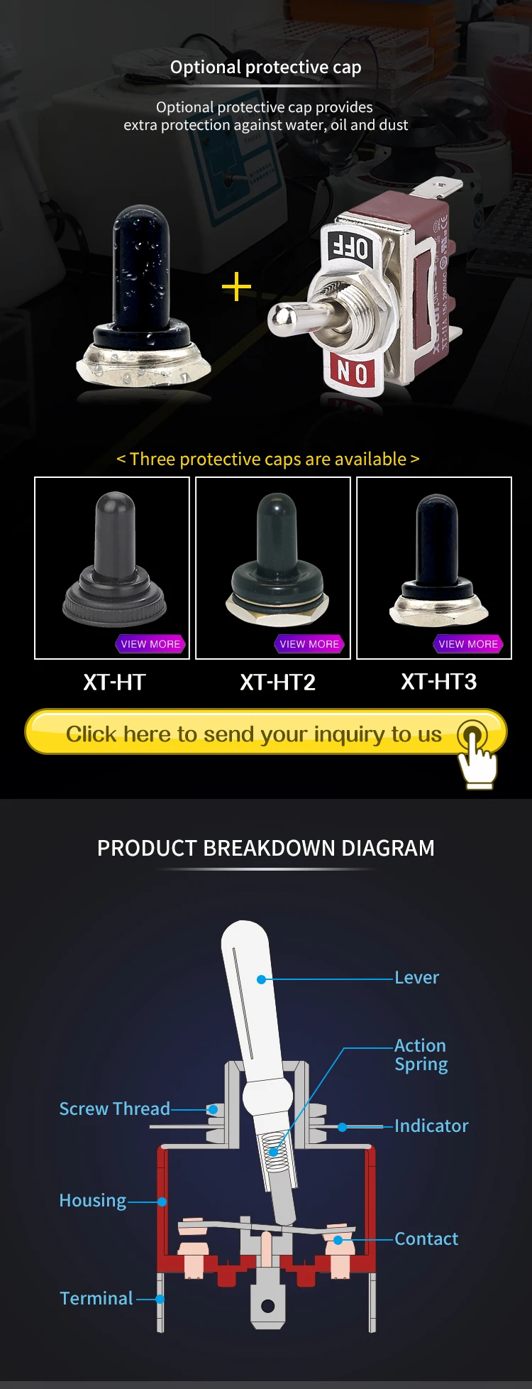 Quick Connect Terminal Toggle Switch - UL Approved SPST