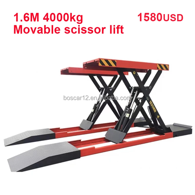 4000kg Hydraulic Mobile Scissor Car Lift - Movable Lifter
