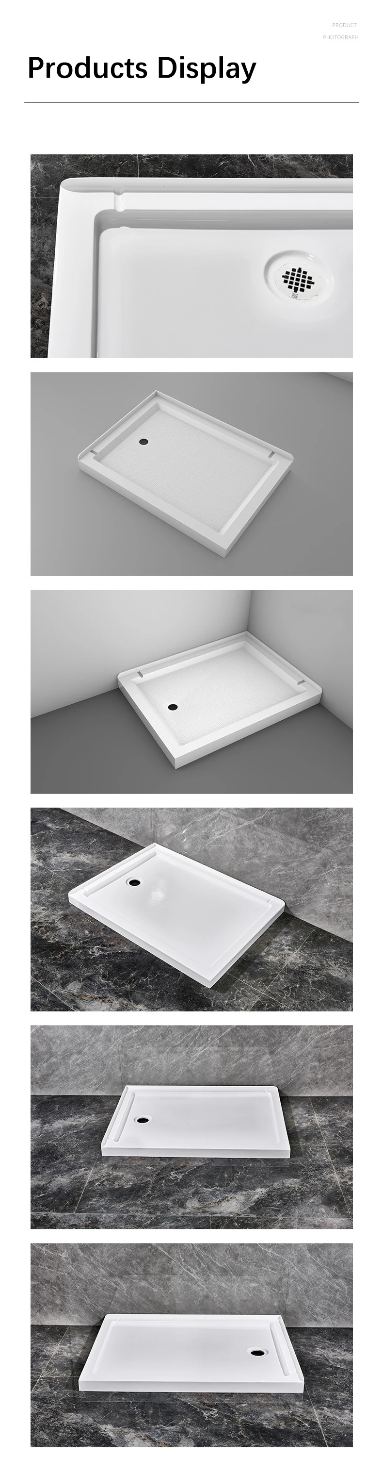 Rectangular White Acrylic Shower Door Enclosure Shower Tray High ...