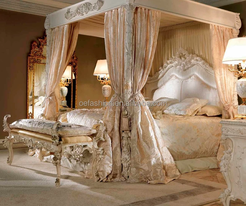 OE-FASHION Custom European Style Solid Wood Double Bed