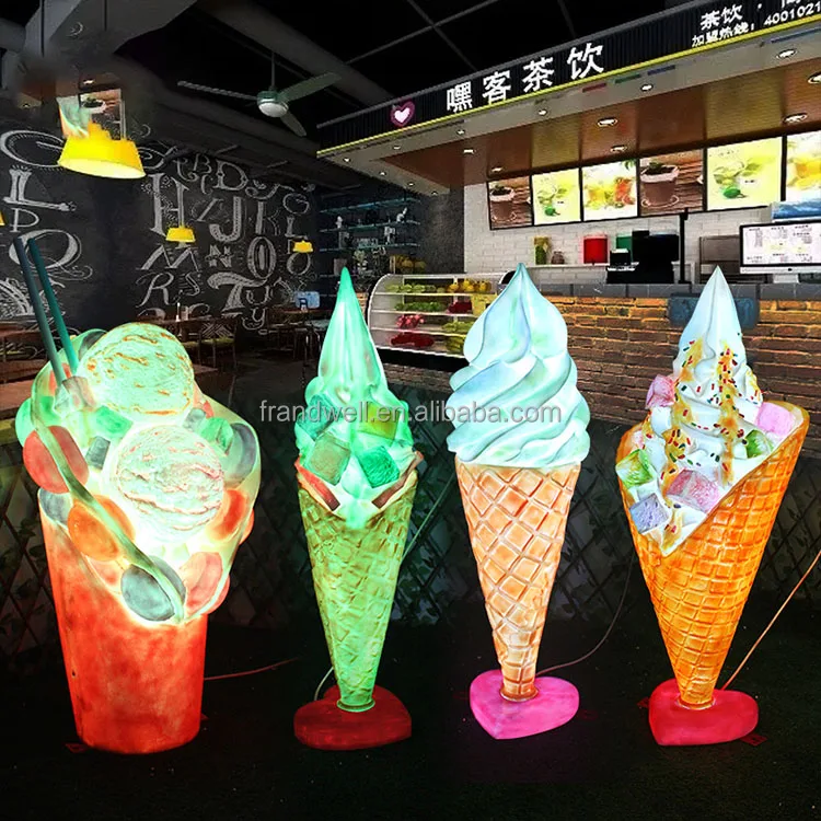 Resin Home Decor Ornaments - Large Fiberglass Ice Cream Cone Statue