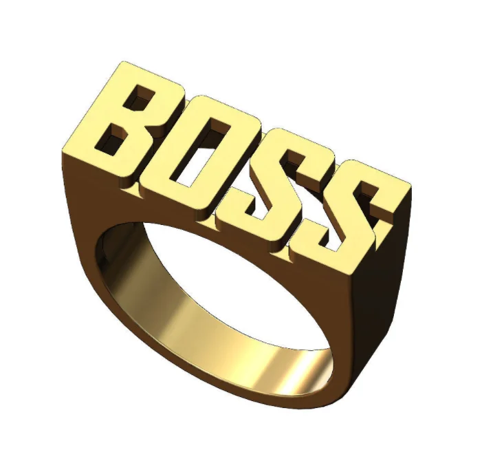 Non tarnish Jewellery Boss Name Signet Ring Stainless Steel Custom Personalized 3D Statement Name Signet Ring