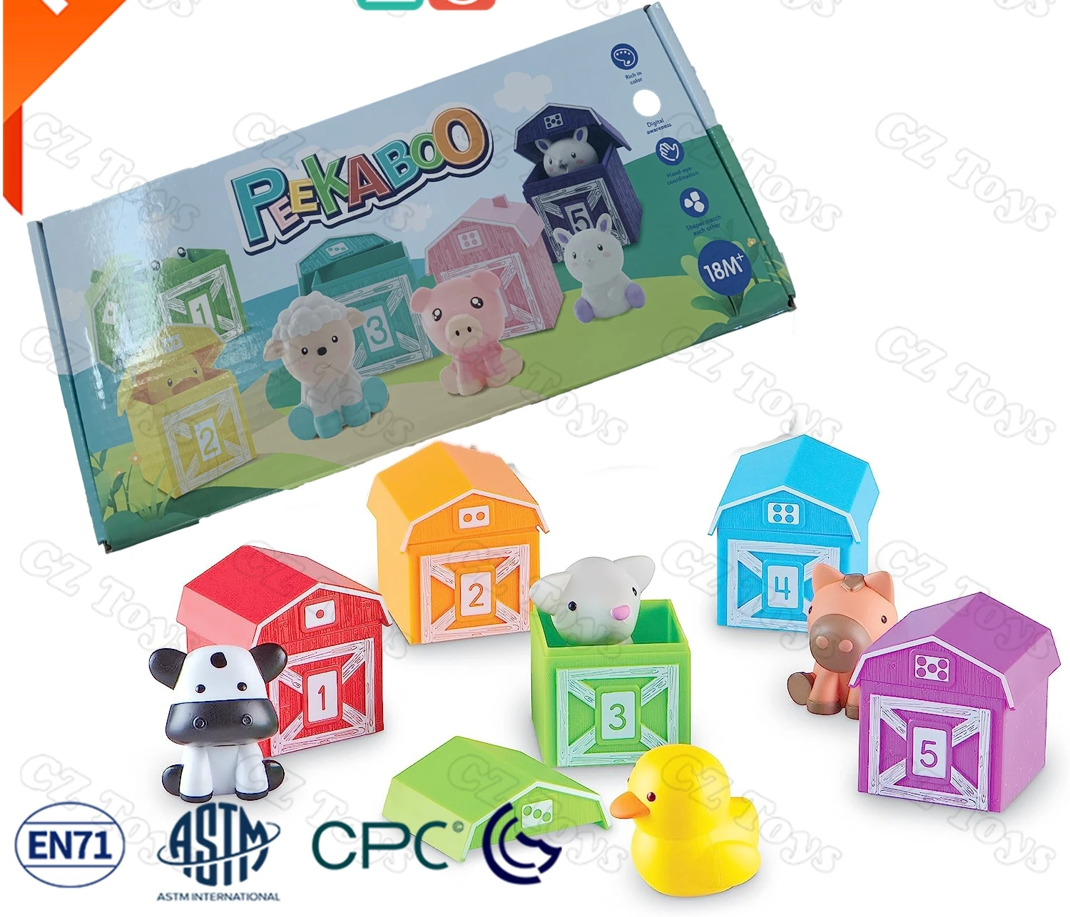 New 2024 Peekaboo Learning Farm 10 Pieces Farm Animal Finger Puppets ...