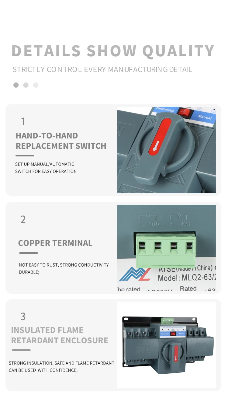 Dual Power Automatic Transfer Switch MCB 2P 4P 63A 100A 125A ATS ...