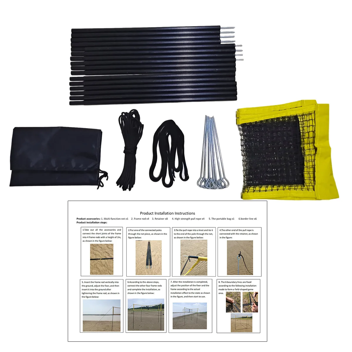 Portable Four-sided Cross Beach Volleyball Net Rack Set - Buy Portable ...