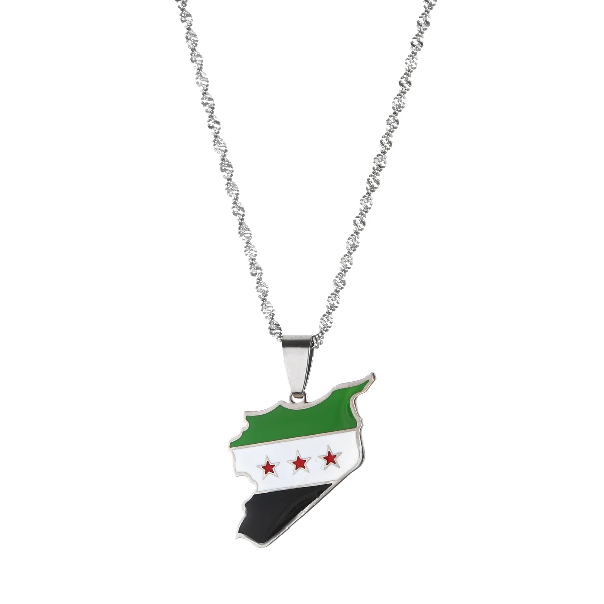 Stainless Steel Trendy Syria Map Flag Pendant Necklaces Syrians Maps ...