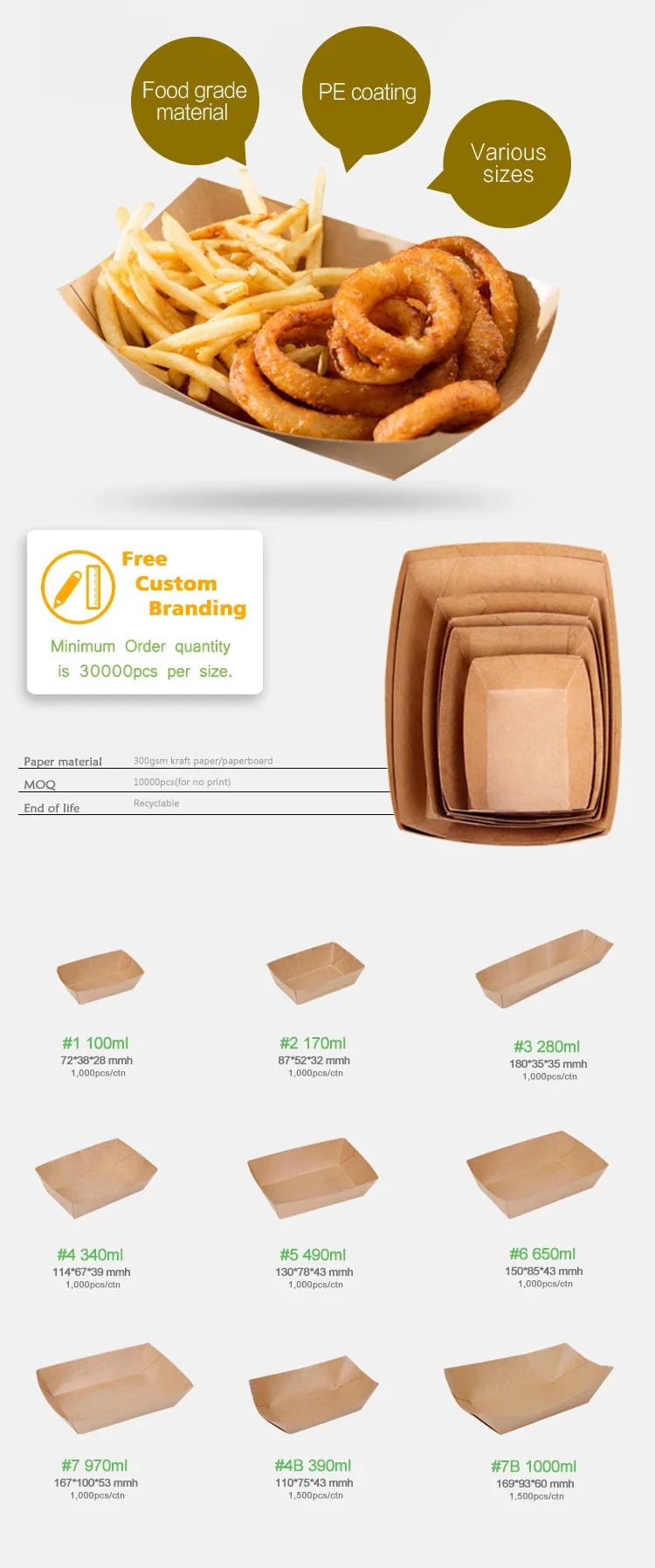 Biodegradable Container - Recycle Box Kraft Paper Food