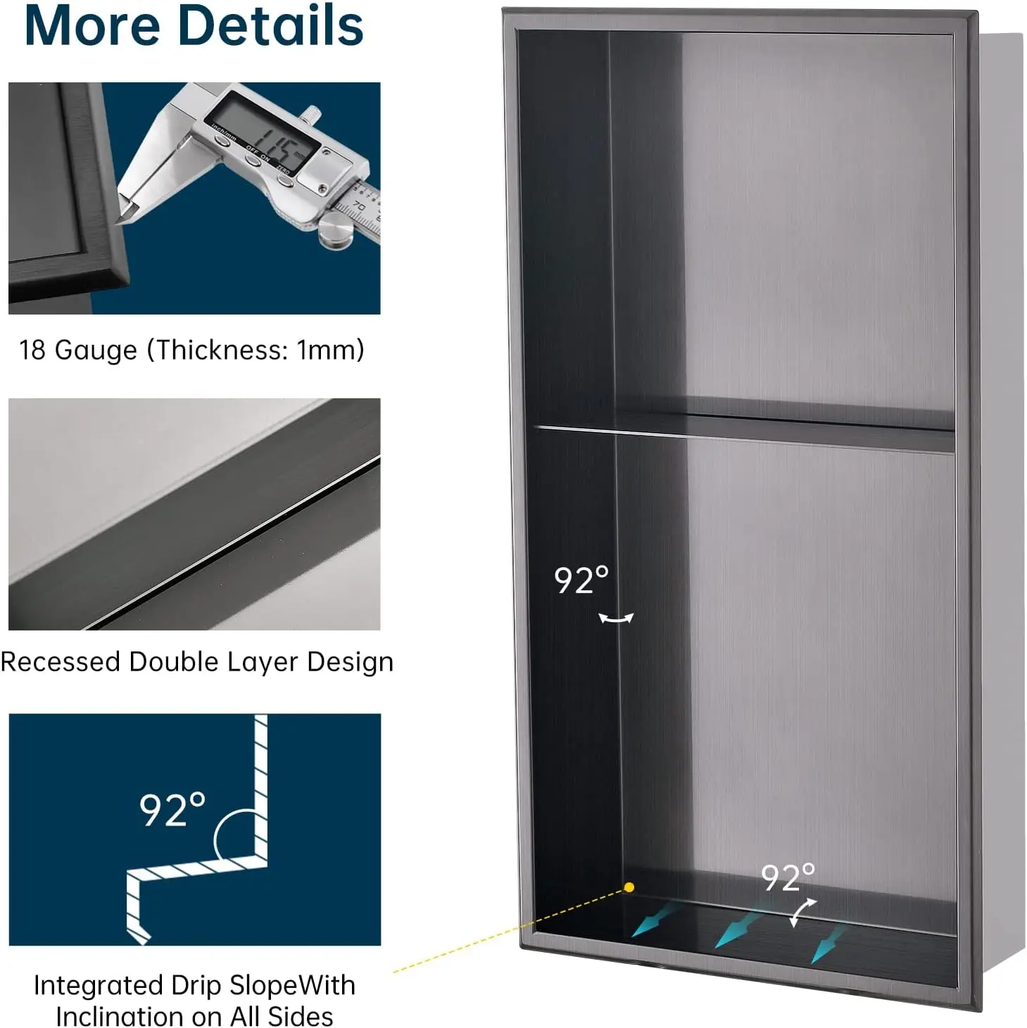 Oem/odm Shower Insert Wall Sus304 Stainless Steel Niche Products For ...