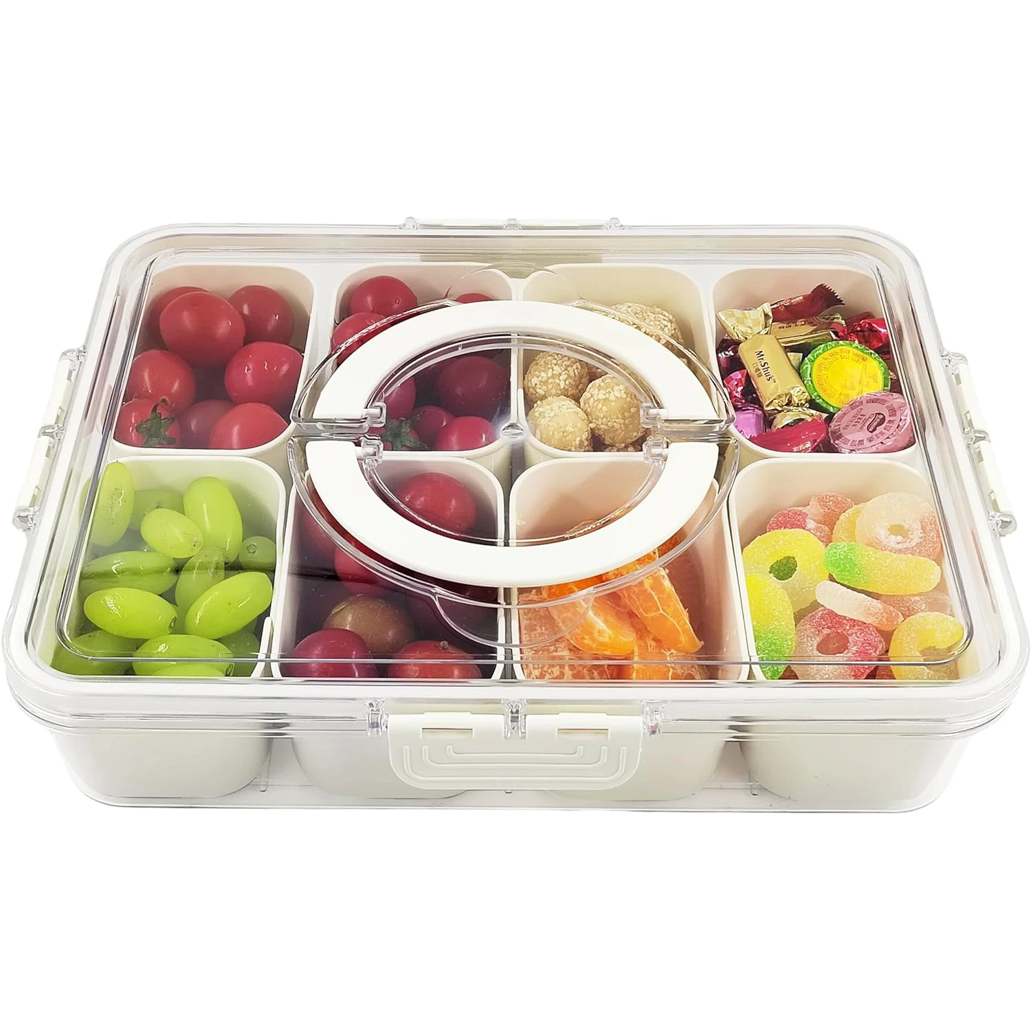 8 Compartments Snack Box Charcuterie Container Box Divided Serving Tray ...