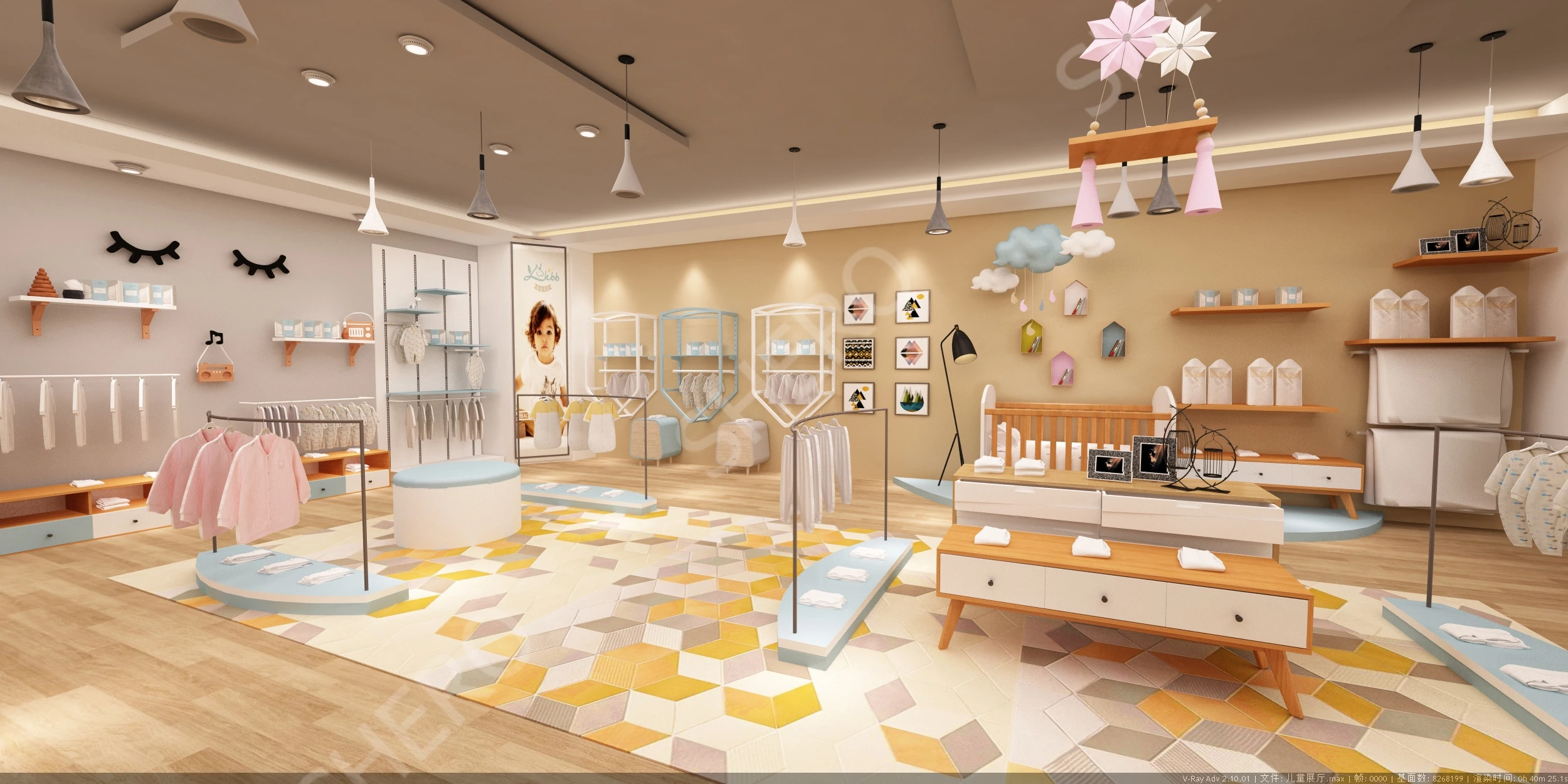 Wooden Baby Clothing Shop Decoration Kids Clothing Stores Fixture ...